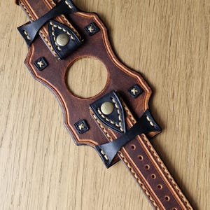 Handmade Leather Watch Strap, Vintage Wide Leather Cuff for Smartwatch ...
