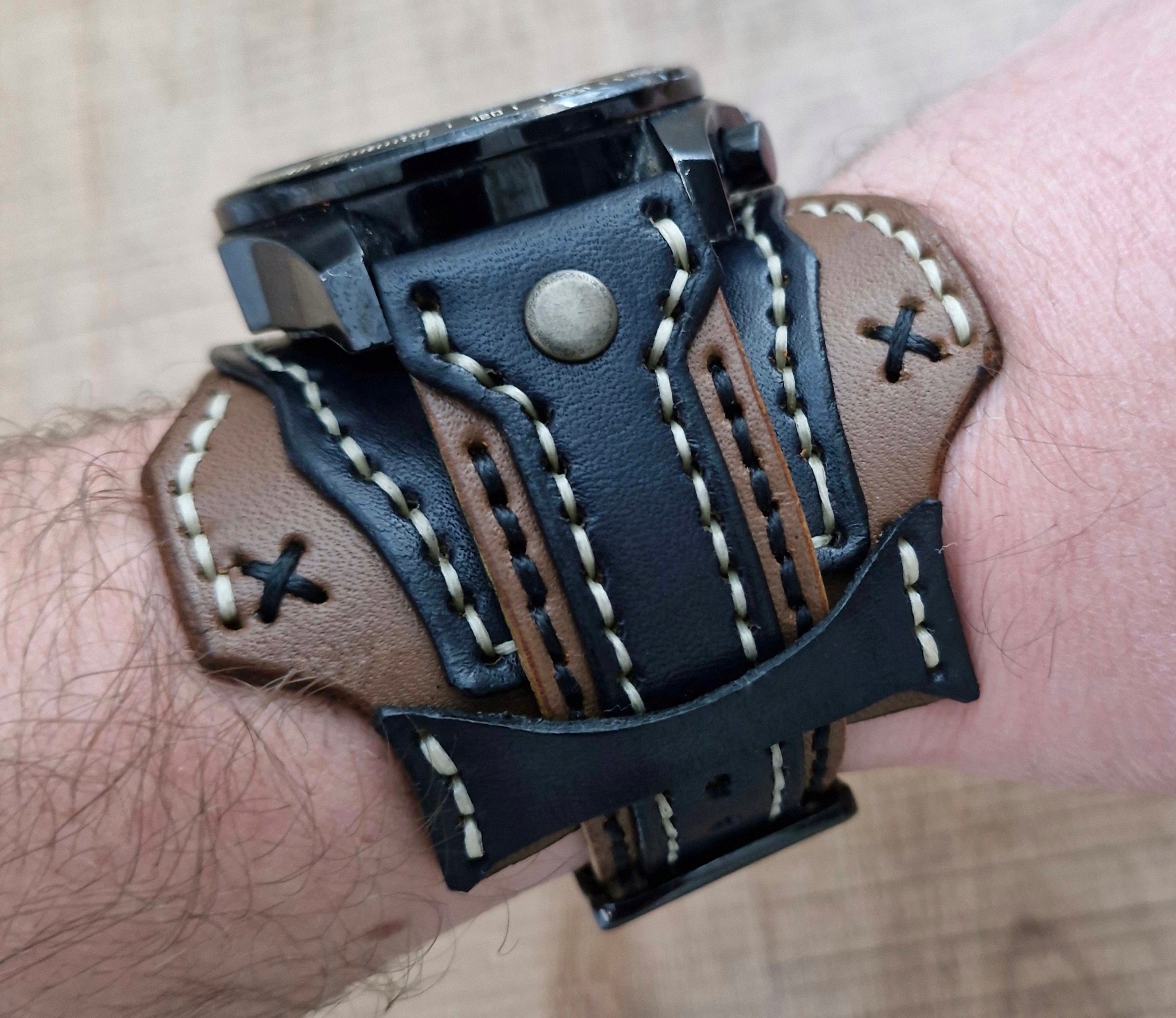 Steampunk Watch Cuff Band, Leather Cuff Watch Strap, Handmade Watch ...