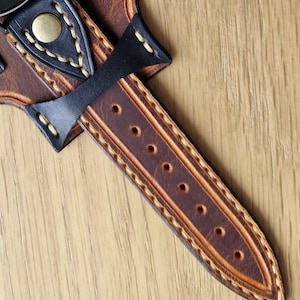 Handmade Leather Watch Strap, Vintage Wide Leather Cuff for Smartwatch ...