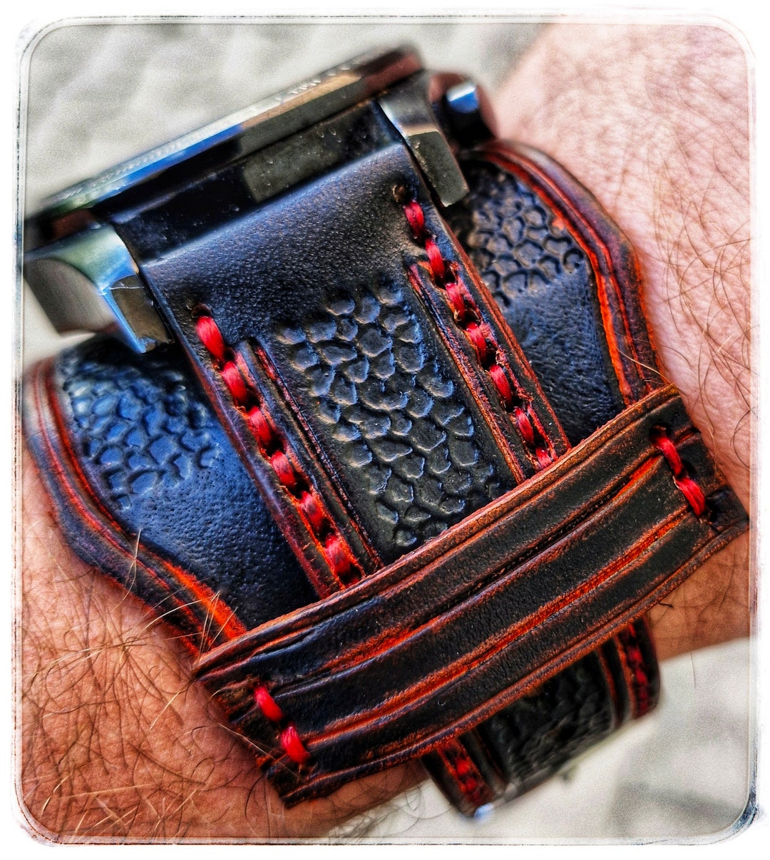 Leather Cuff Watch Strap, Samsung Cuff Watch Band, Apple Cuff Watch ...
