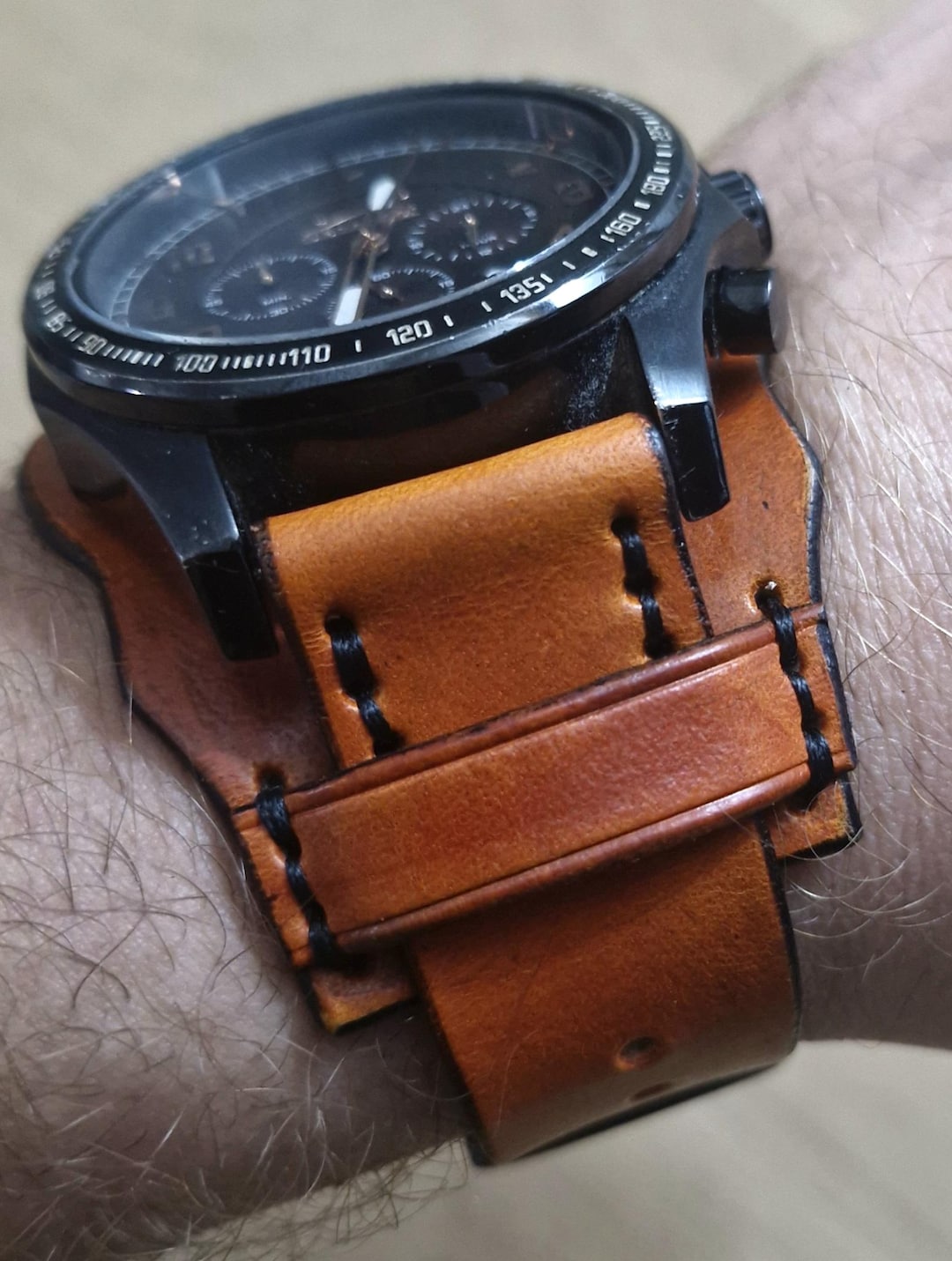 Leather Cuff Watch Strap, Handmade Watch Cuff Band, Apple Cuff Watch ...