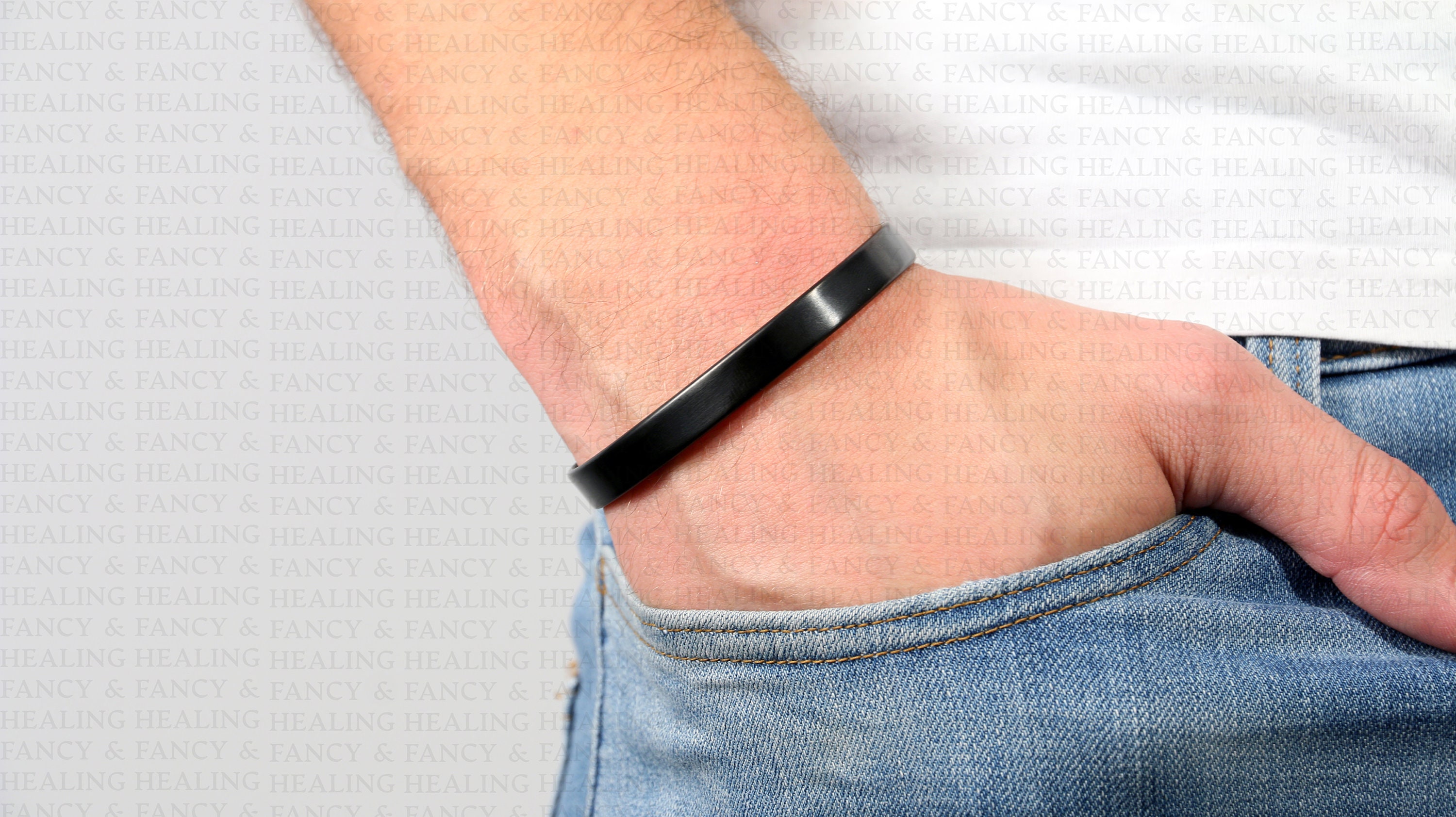 Titanium Cuff, Magnetic Titanium Bracelet, Black Mens Bracelet ...