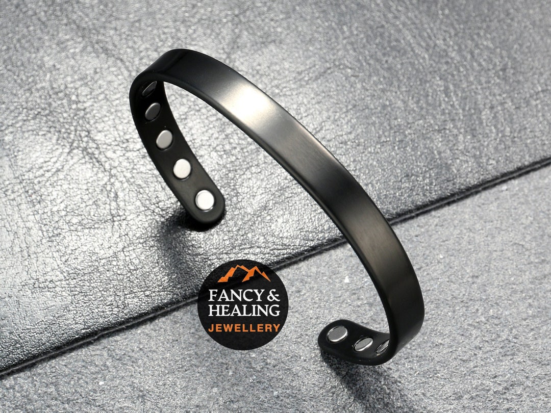 Titanium Cuff, Magnetic Titanium Bracelet, Black Mens Bracelet ...
