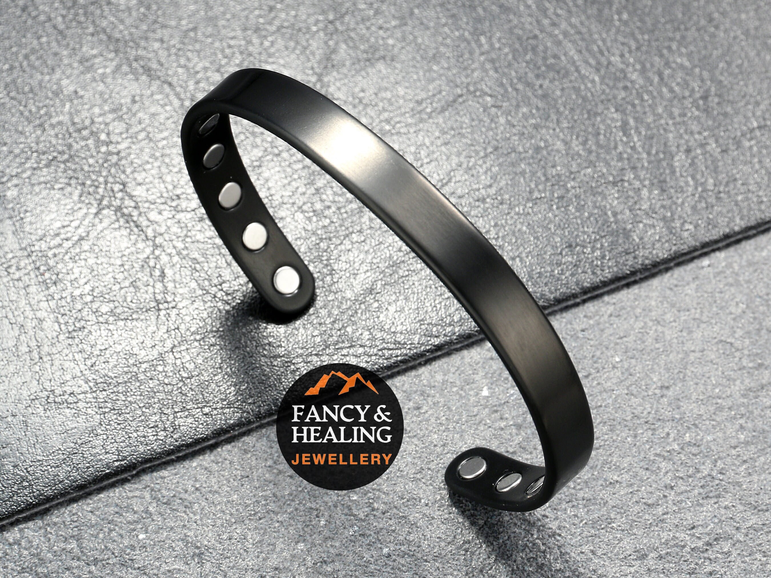 Titanium Cuff, Magnetic Titanium Bracelet, Black Mens Bracelet ...