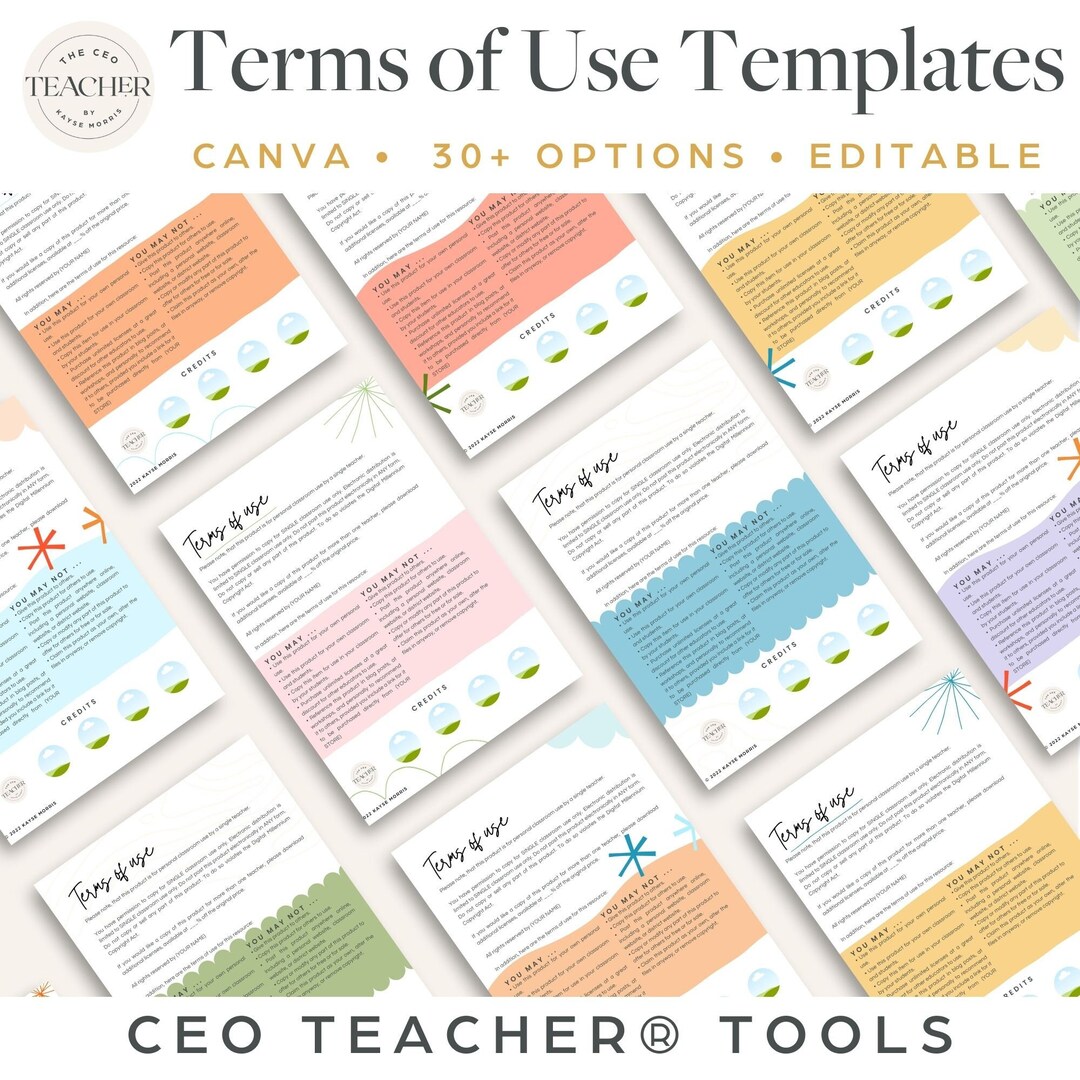 Terms of Use Templates | Teacher Business - Etsy