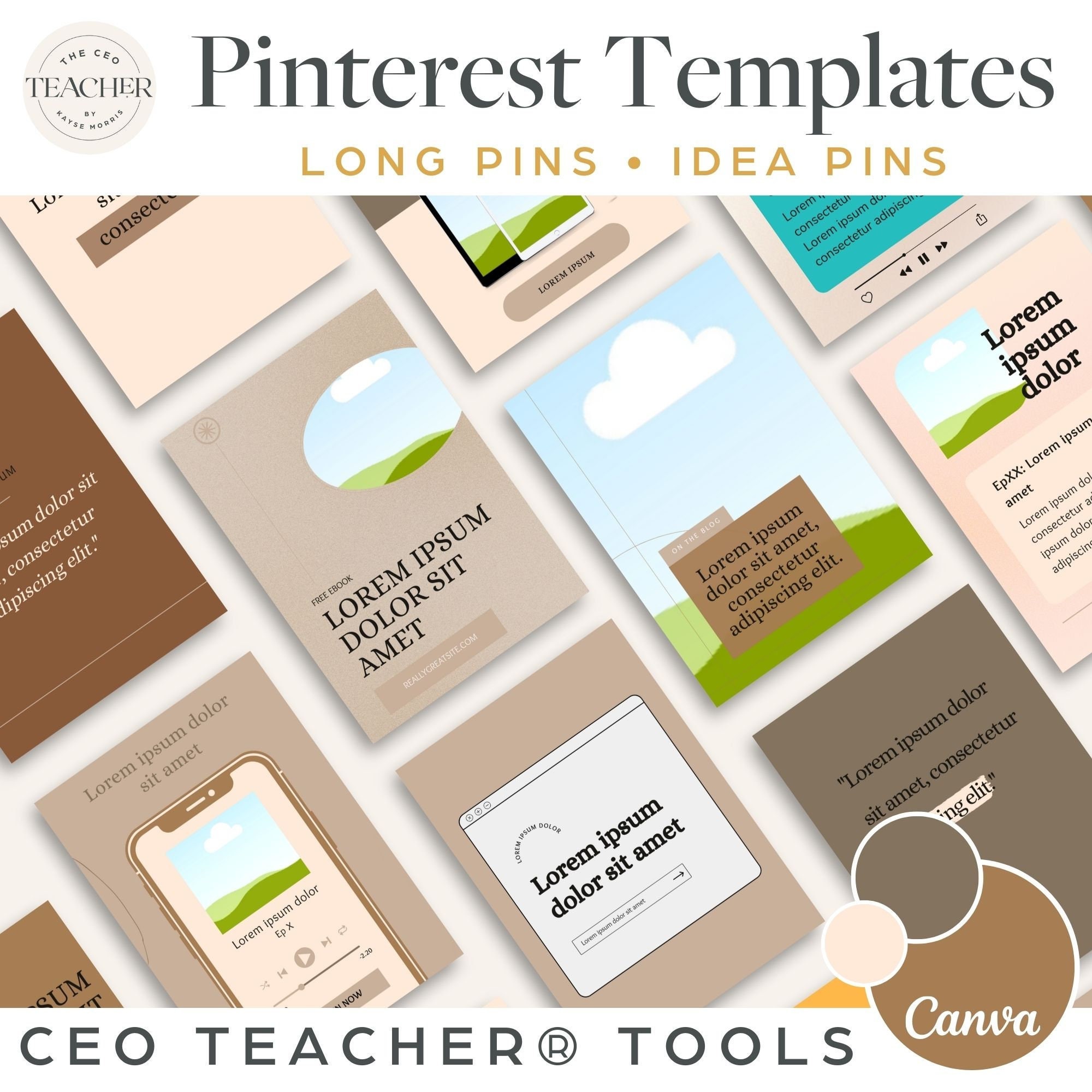 Canva Templates for Pinterest | Teacher Edition - Etsy