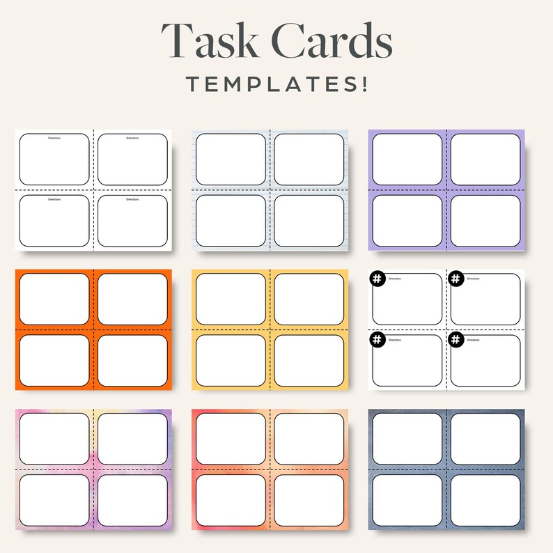 Task Card Templates - Etsy