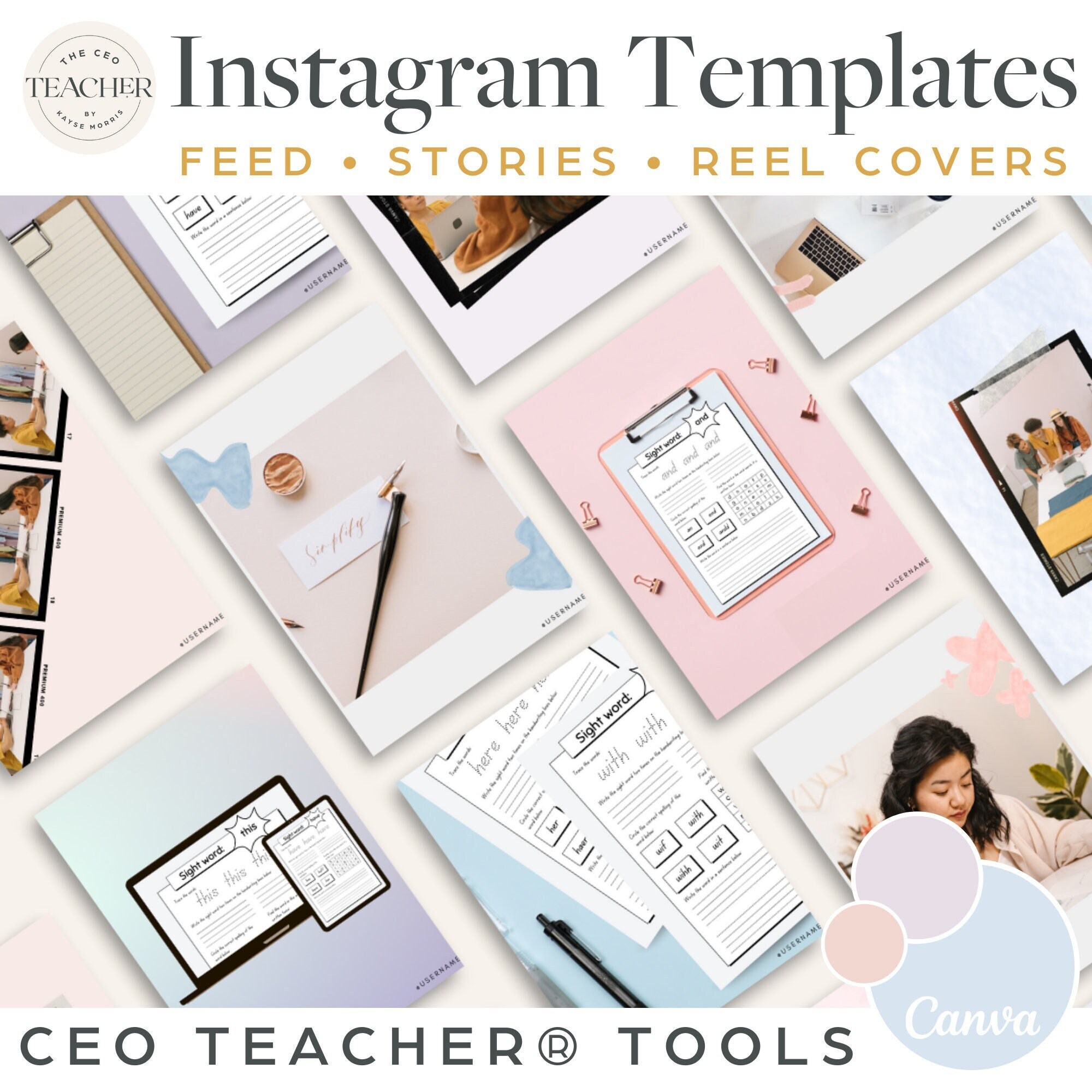 Canva Instagram Templates for Teachers - Etsy