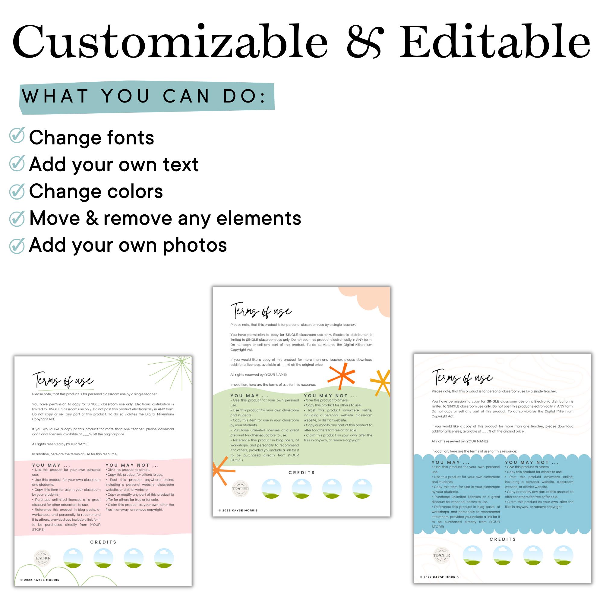 Terms of Use Templates | Teacher Business - Etsy