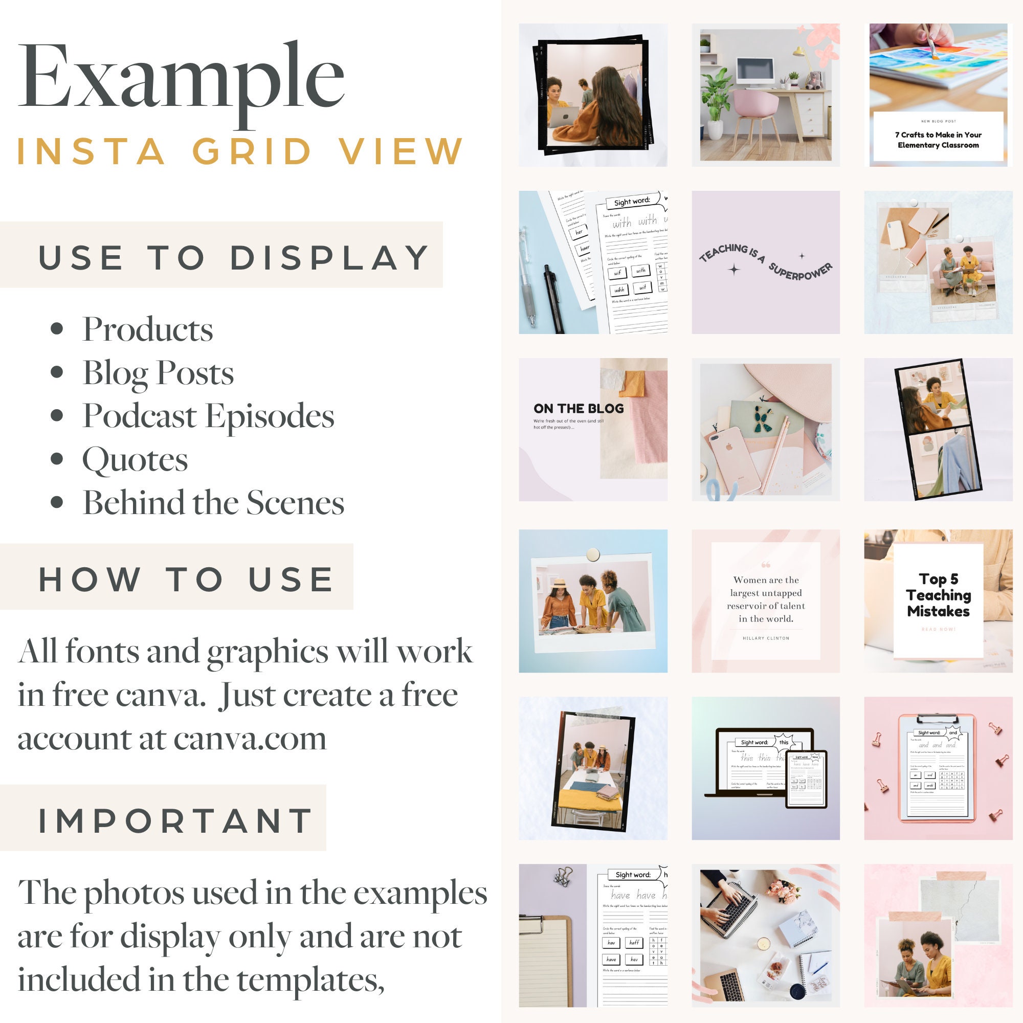 Canva Instagram Templates for Teachers - Etsy