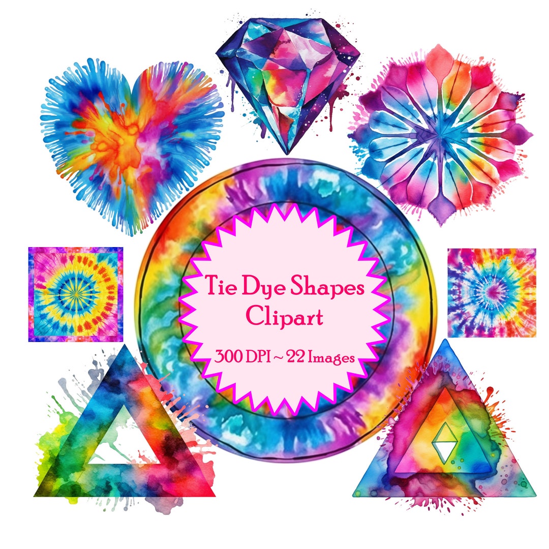 Tie Dye Shapes Clipart 22 Images 300 DPI No Background - Etsy