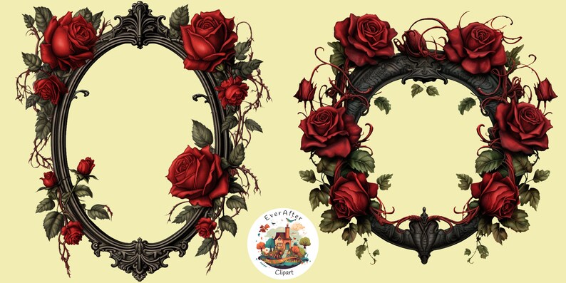 Gothic Rose Frame Clipart 8 Images 300 DPI No Background - Etsy