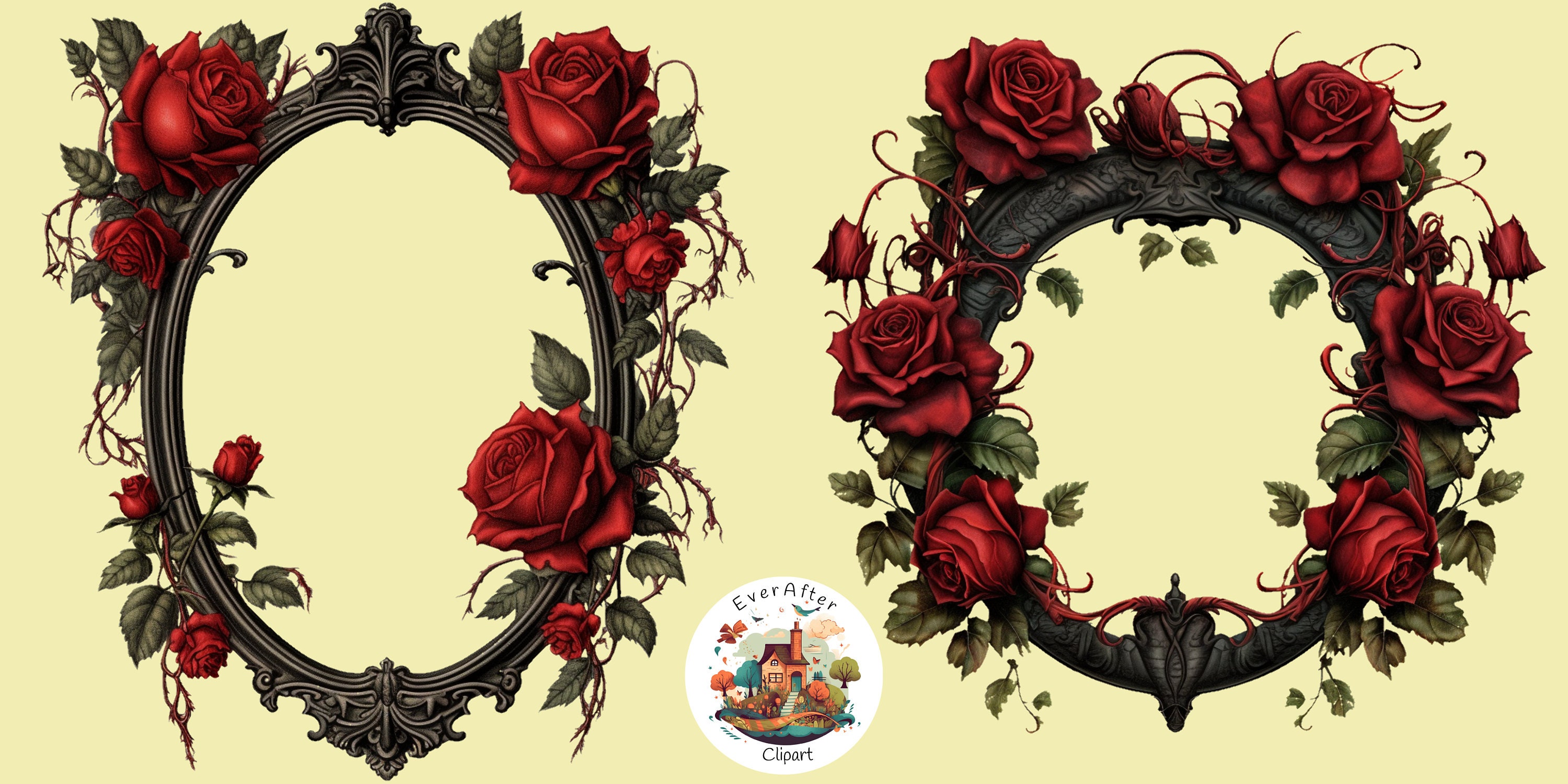 Gothic Rose Frame Clipart 8 Images 300 DPI No Background - Etsy