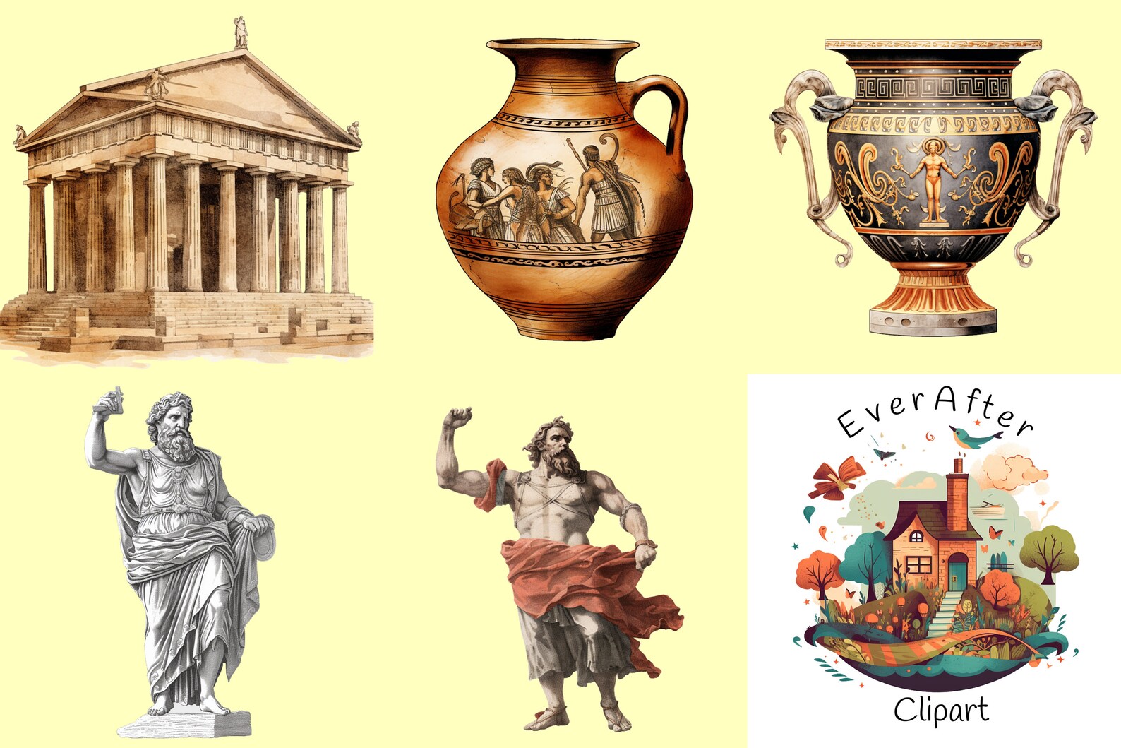 Vintage Greek Mythology Clipart 25 Images 300 DPI No Background - Etsy