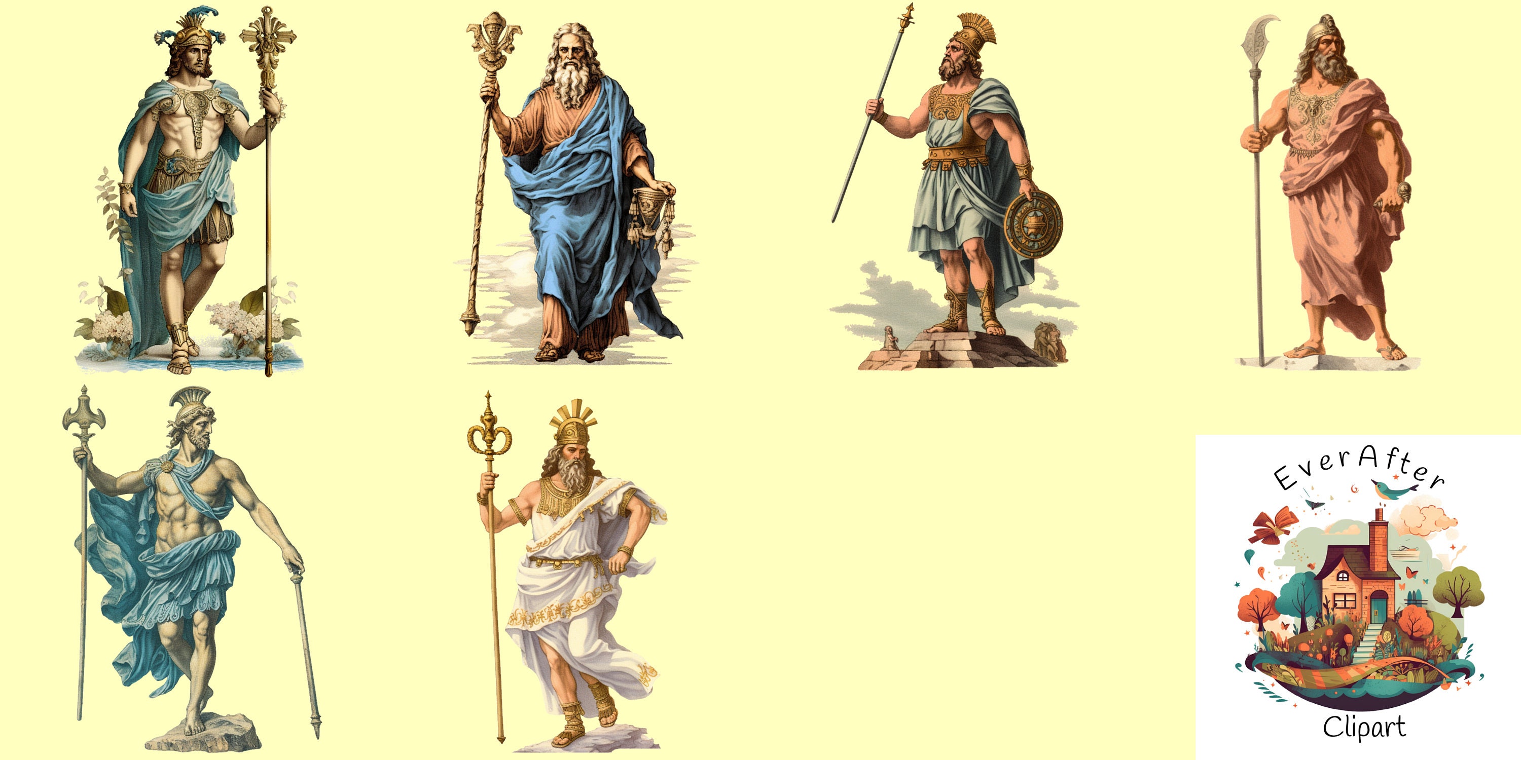 Vintage Greek Mythology Clipart 25 Images 300 DPI No Background - Etsy