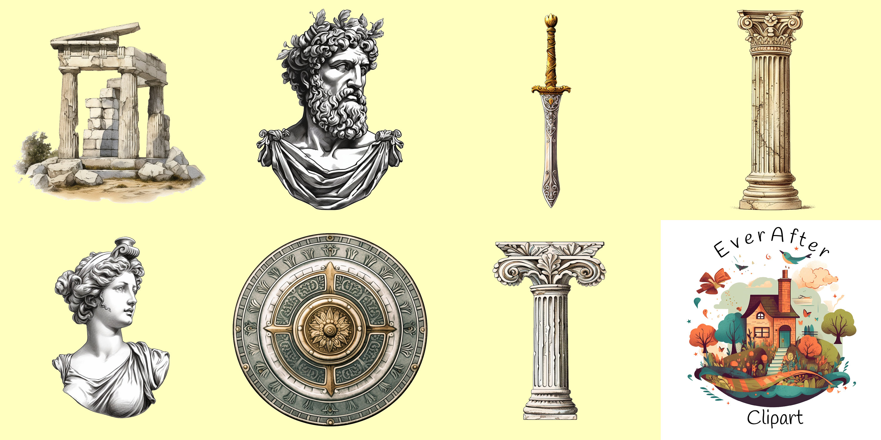 Vintage Greek Mythology Clipart 25 Images 300 DPI No Background - Etsy