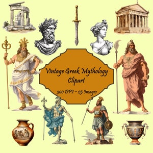 Vintage Greek Mythology Clipart 25 Images 300 DPI No Background - Etsy