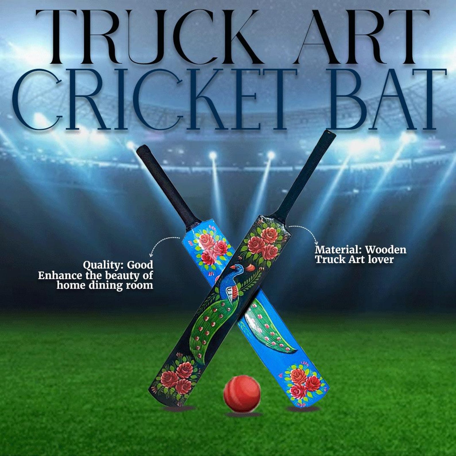 Truck Art Cricket Bat/pakistani Hand Painted Wooden Cricket Bat ...