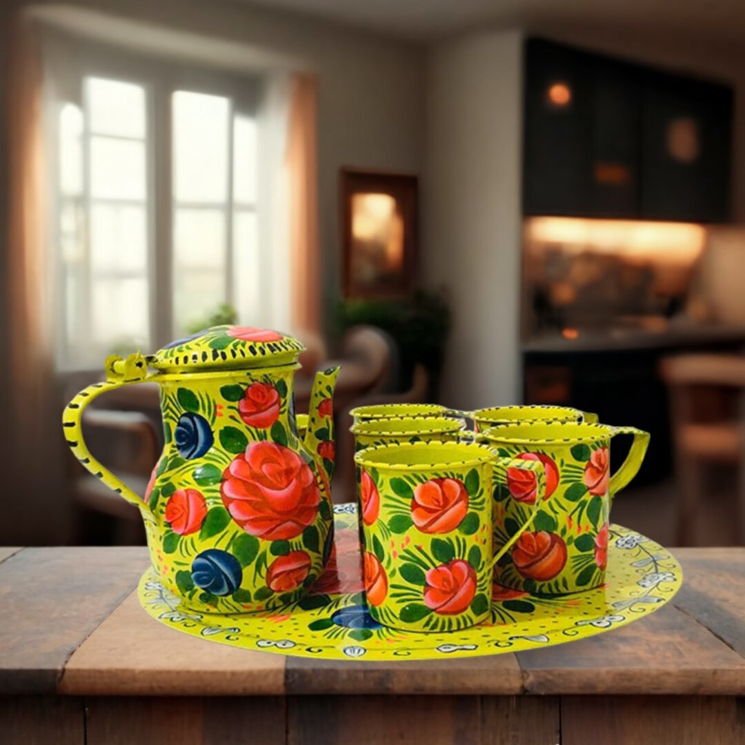 Truck Art Tea Set/pakistani Hand Painted Kettle-6 Cups-tray/truck Art ...