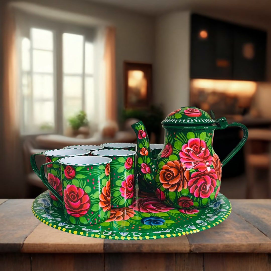 Truck Art Tea Set/pakistani Hand Painted Kettle-6 Cups-tray/truck Art ...