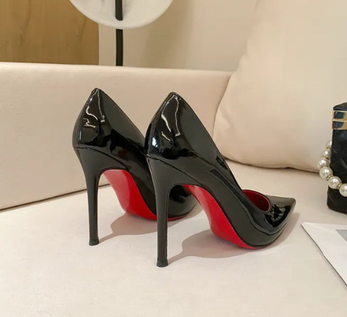 Red Sole/ Red Bottom Black High Heels - Etsy UK