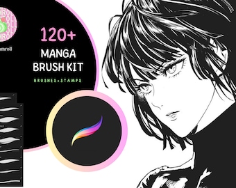 50 Manga Brush Kit, Manga Brush Procreate, Comic Ink Procreate, Manga ...