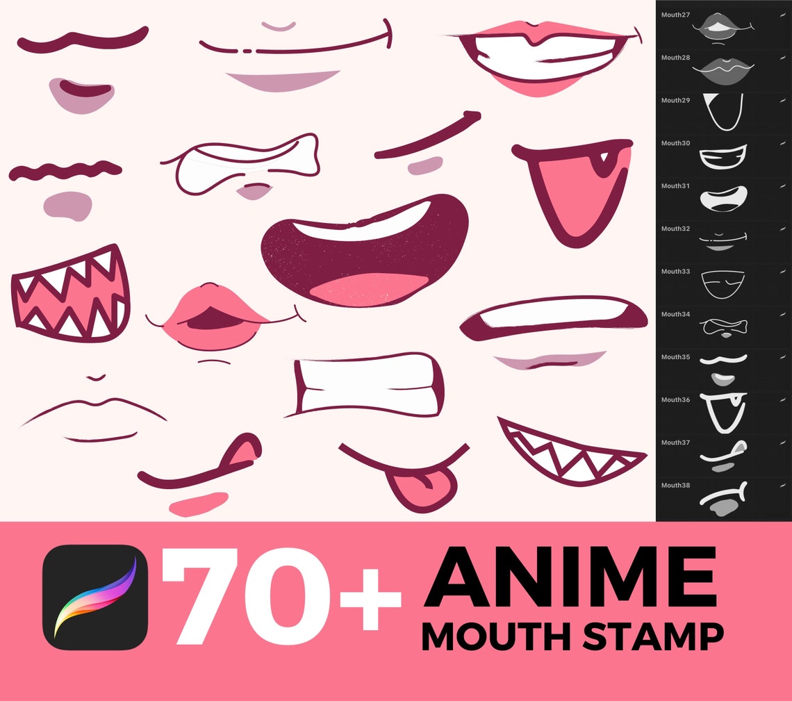 70+ Anime Mouth Stamp for Procreate, Chibi Mouth Stamps for Procreate ...