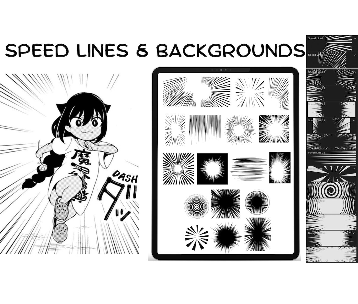 200 Manga Brush Kit, Manga Brush Procreate, Comic Ink Procreate, Manga ...