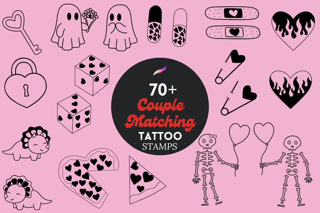 Couple Matching Tattoo Stamp for Procreate, Valentin’s Day Matching ...