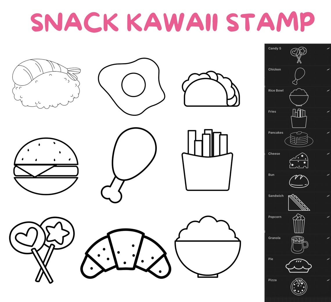 200 Kawaii Stamps for Procreate, Kawaii Eye Stamp, Japanese Kawaii Art ...