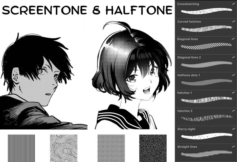 50 Manga Brush Kit Manga Brush Procreate Comic Ink - Etsy