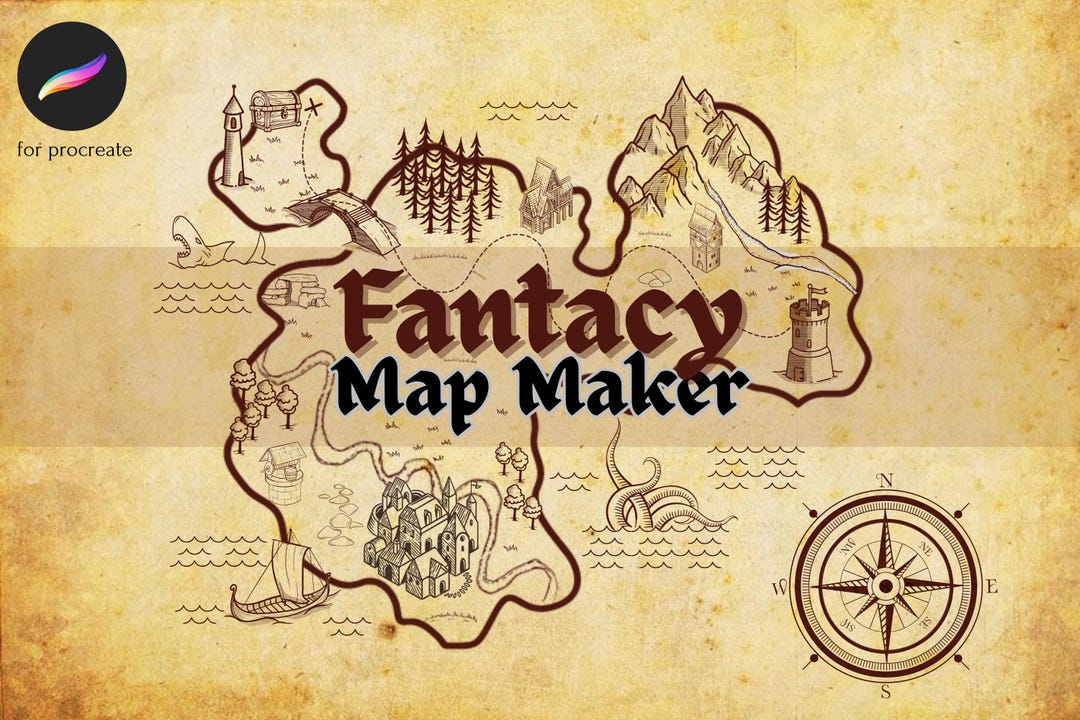 Fantasy Map Maker for Procreate, Medieval Style Map, Vintage Map Stamps ...