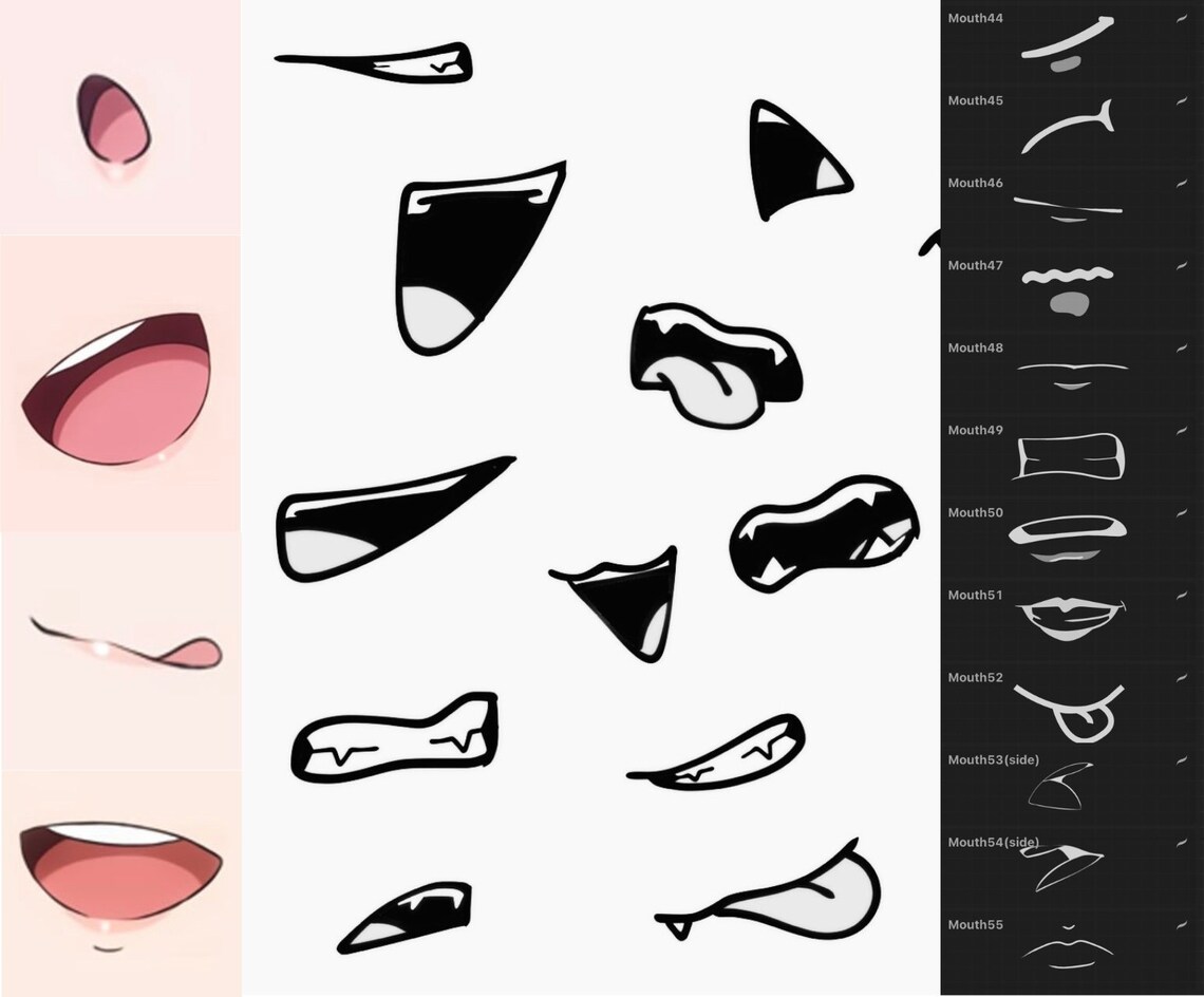 70+ Anime Mouth Stamp for Procreate, Chibi Mouth Stamps for Procreate ...