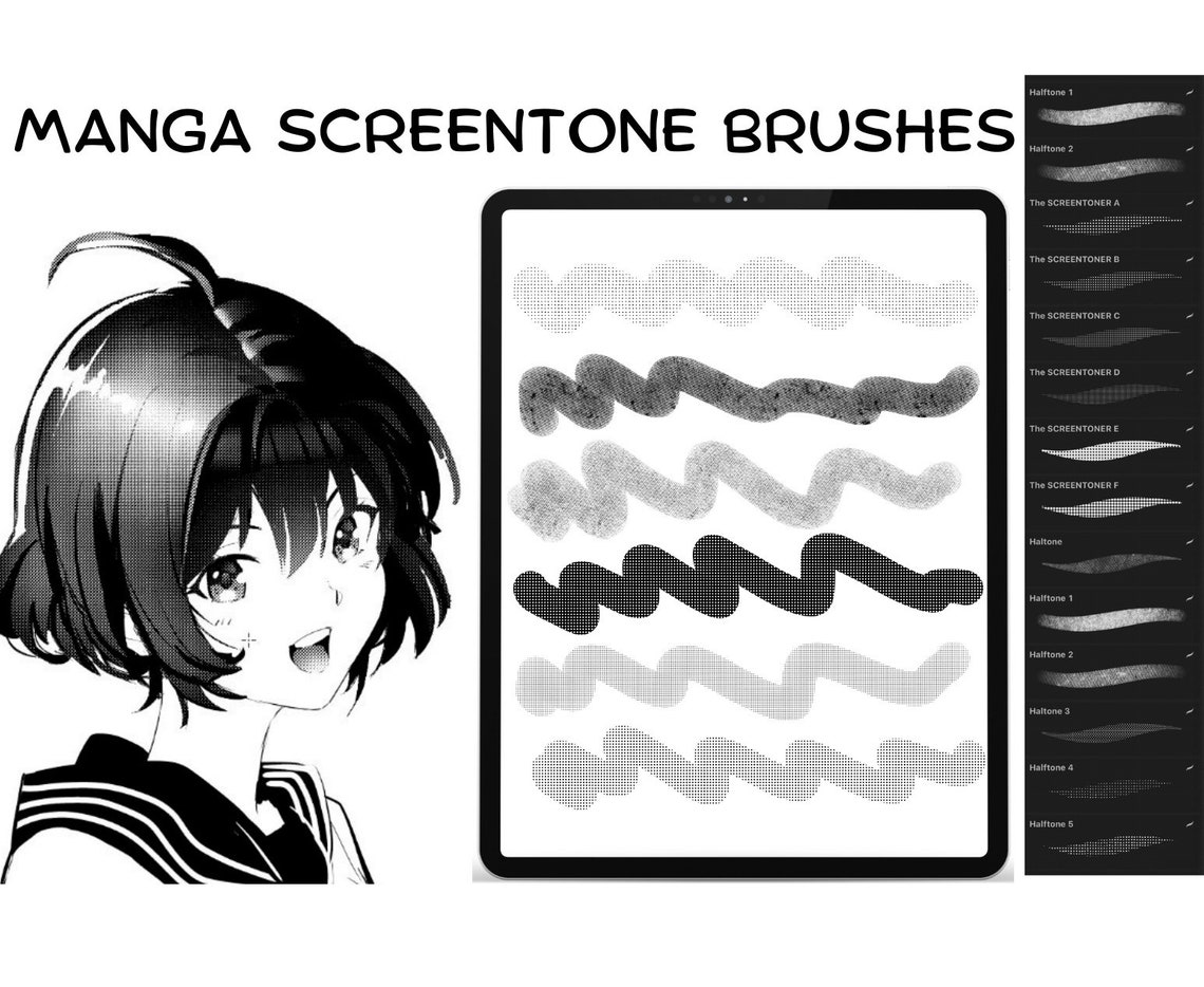 Manga Screentone Brush Kit for Procreate, Manga Brush Procreate, Comic ...