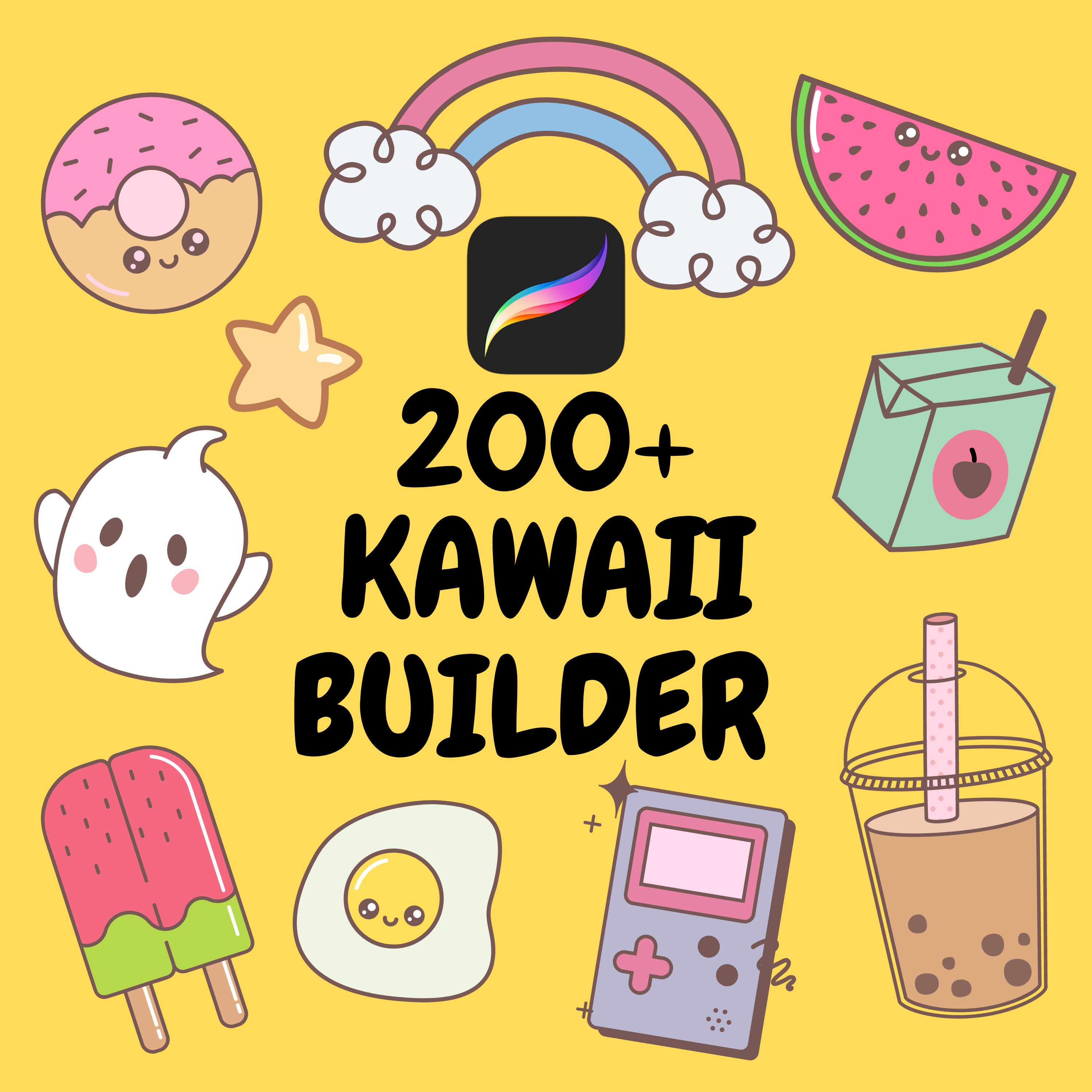 200 Kawaii Stamps for Procreate Kawaii Eye Stamp Japanese - Etsy