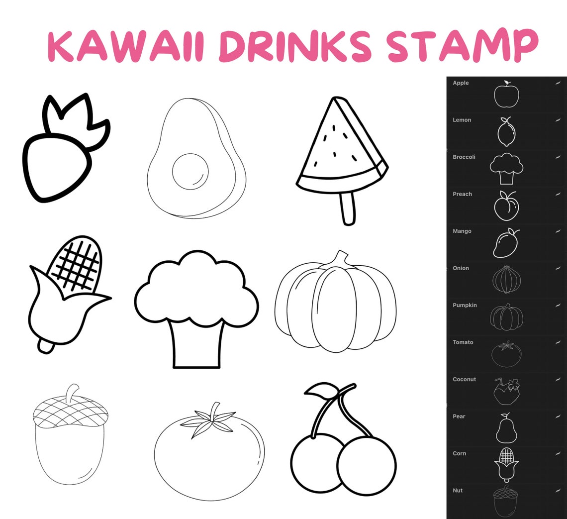 200 Kawaii Stamps for Procreate, Kawaii Eye Stamp, Japanese Kawaii Art ...