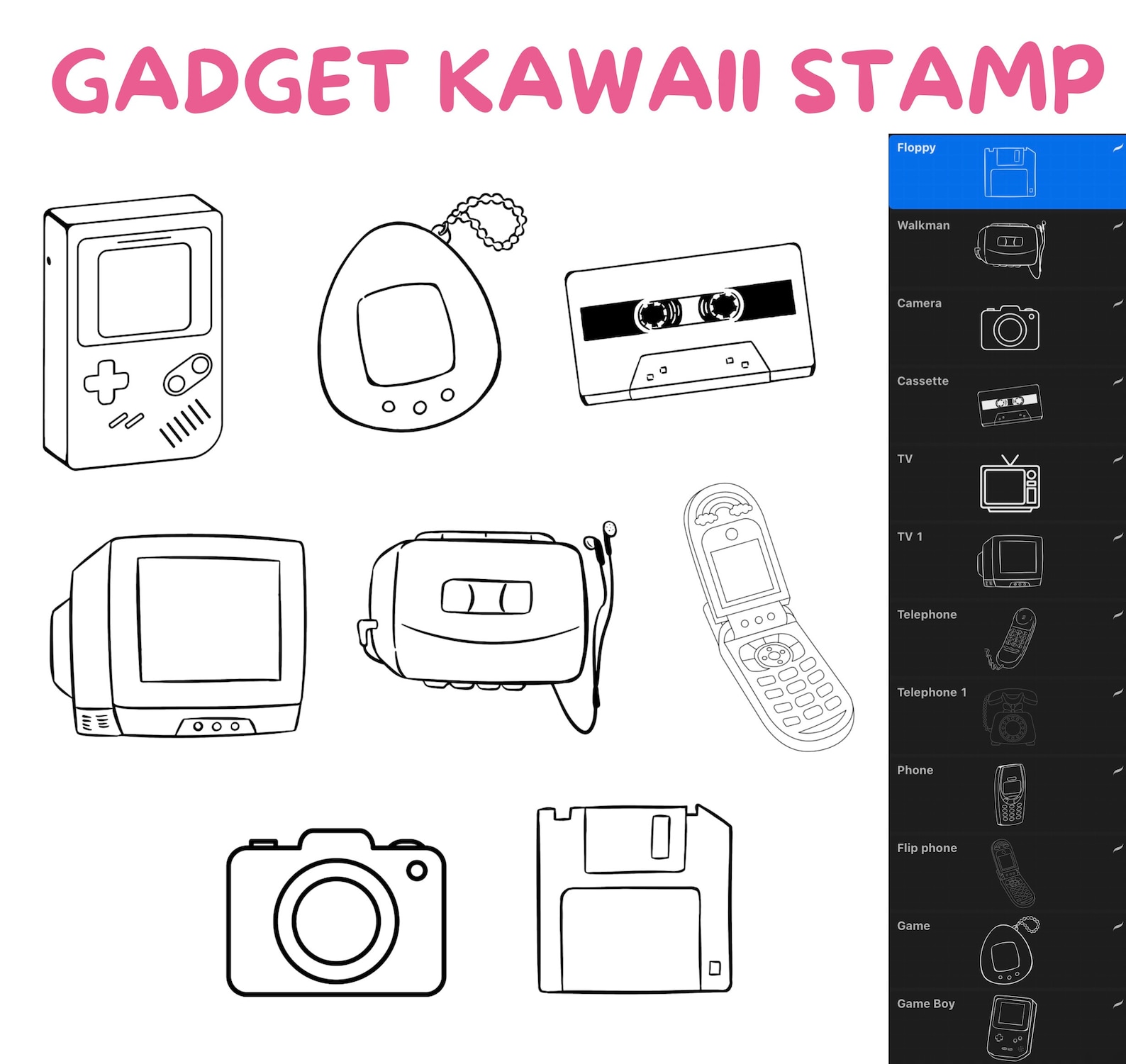 200 Kawaii Stamps for Procreate, Kawaii Eye Stamp, Japanese Kawaii Art ...
