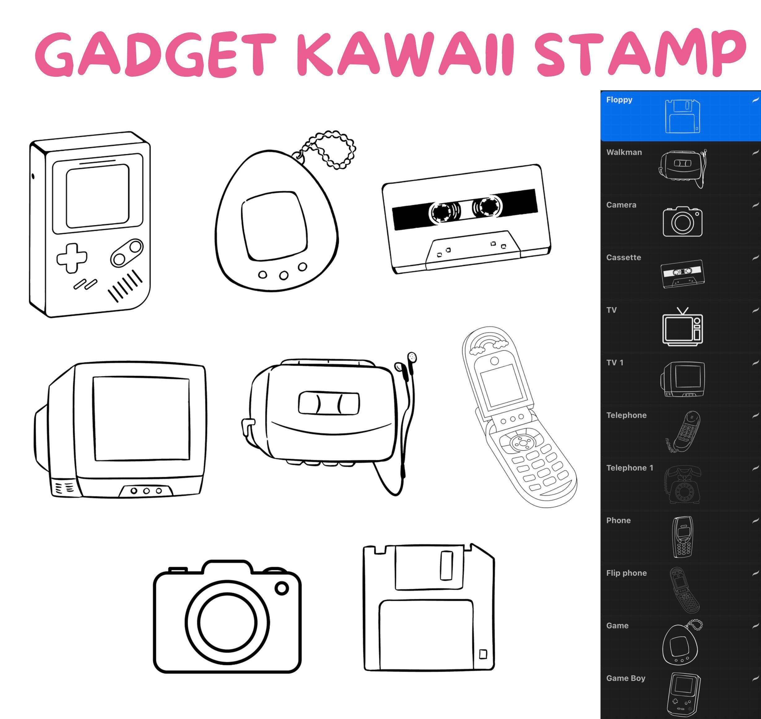 200 Kawaii Stamps for Procreate, Kawaii Eye Stamp, Japanese Kawaii Art ...