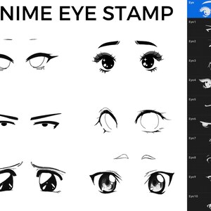 150+ Anime Eyes Stamp for Procreate, Procreate Anine Eyes Brush, Manga ...