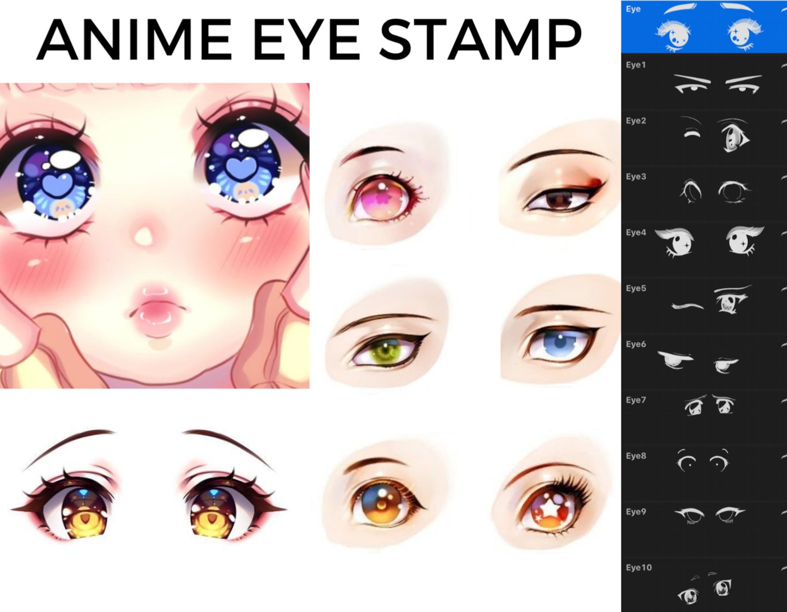 150+ Anime Eyes Stamp for Procreate, Procreate Anine Eyes Brush, Manga ...