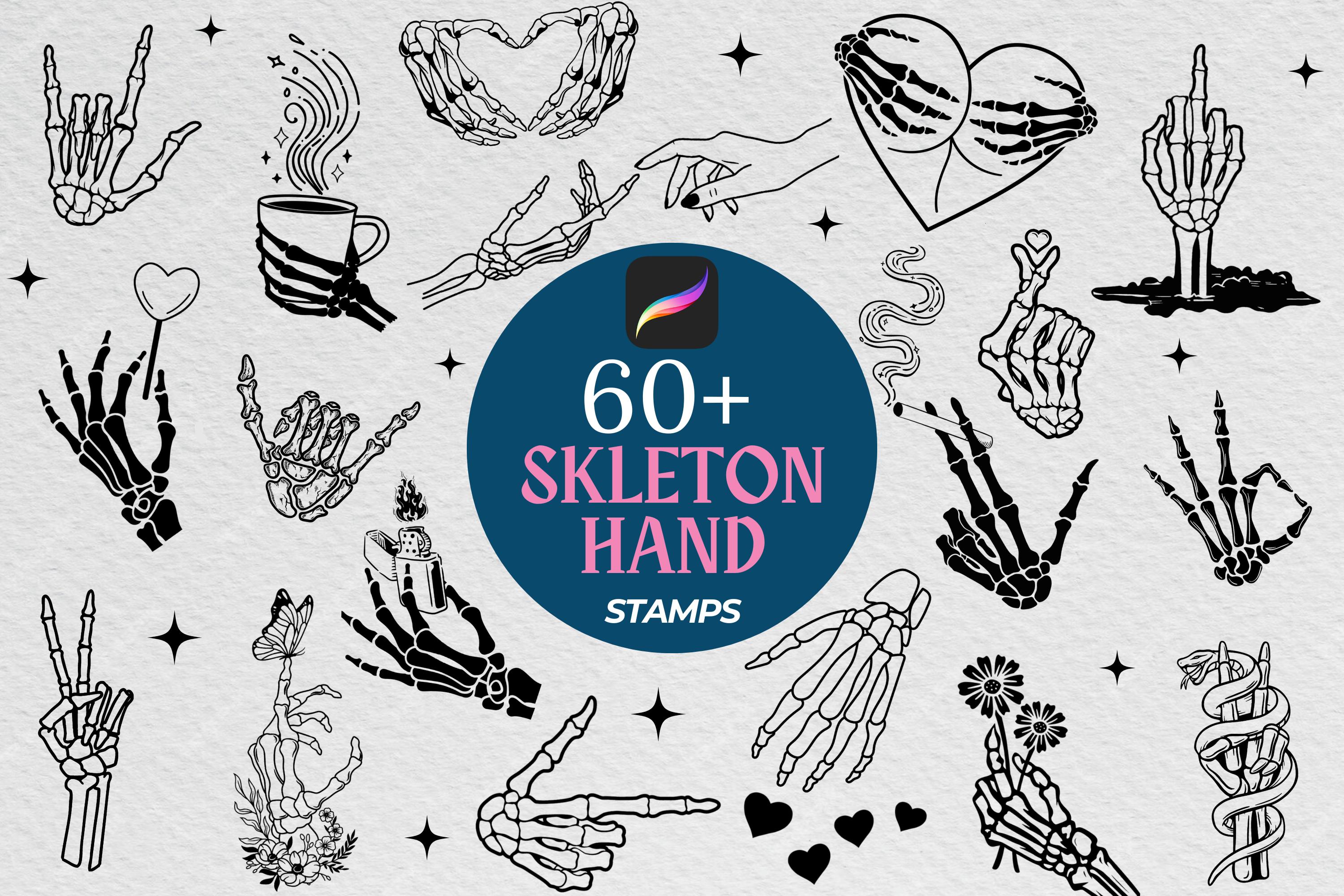 60+ Skeleton Hand Tattoo Stencil Stamps, Friday the 13th Tattoo Stamps ...