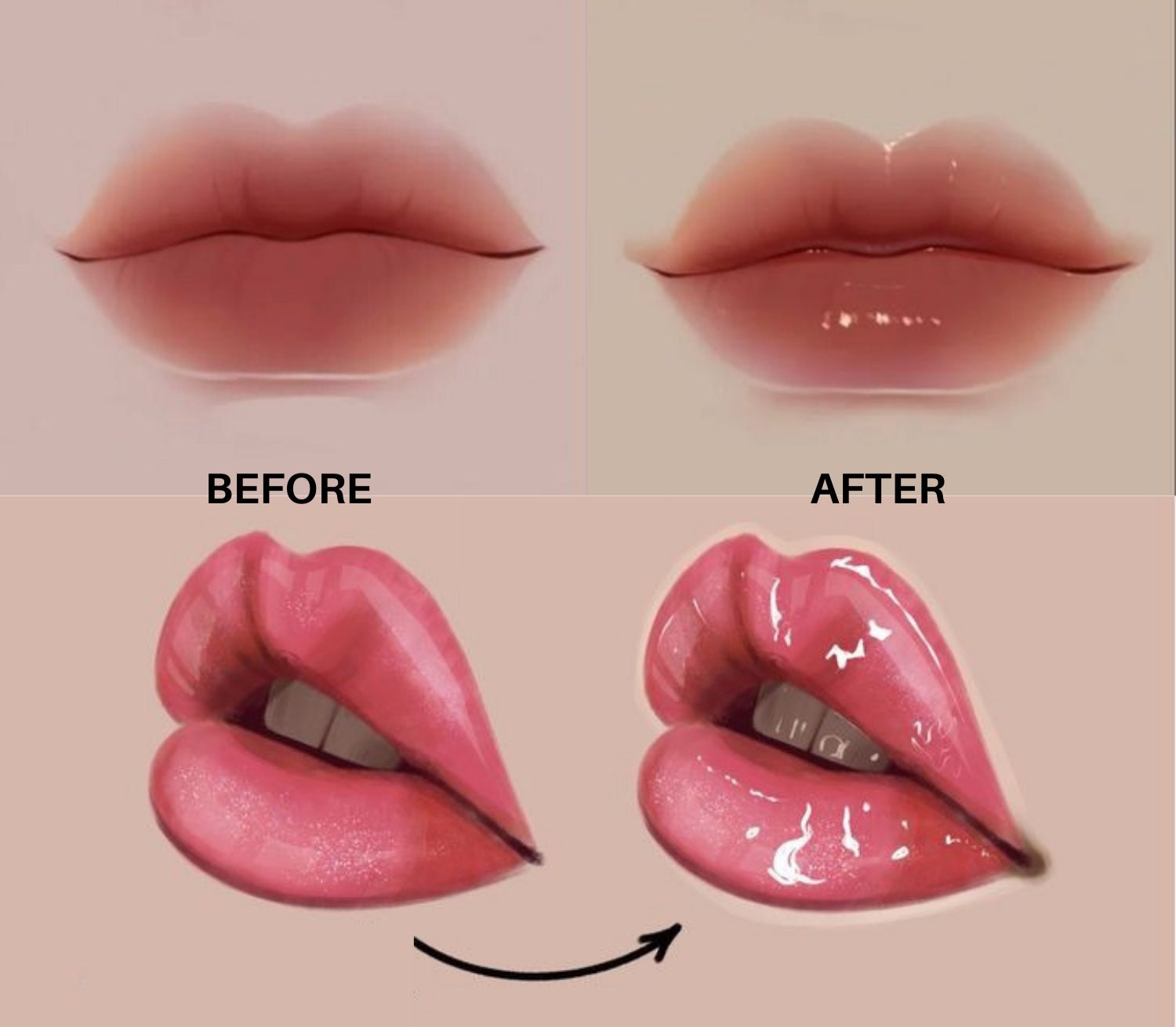 50+ Lip Gloss Stamps for Procreate, Procreate Lip Glossy Effect Brush ...