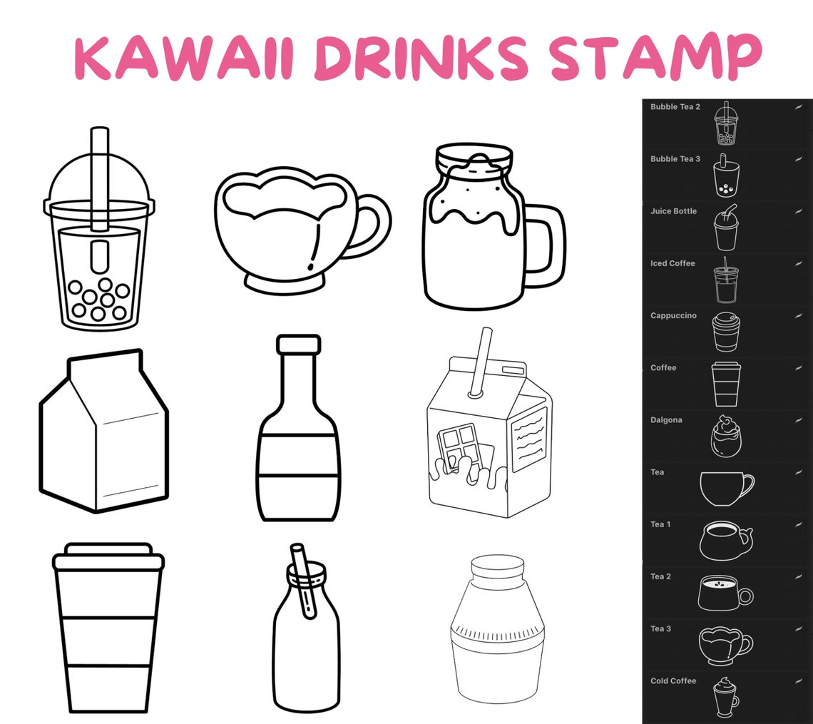 200 Kawaii Stamps for Procreate, Kawaii Eye Stamp, Japanese Kawaii Art ...