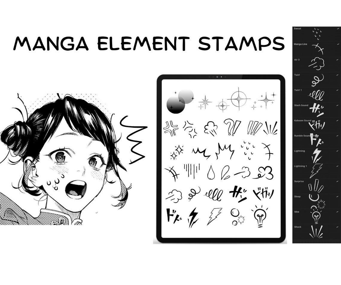 200 Manga Brush Kit, Manga Brush Procreate, Comic Ink Procreate, Manga ...