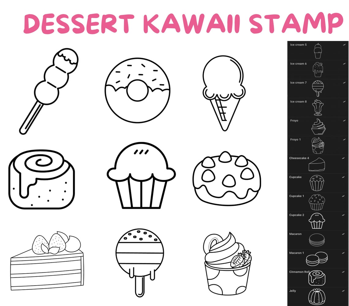 200 Kawaii Stamps for Procreate, Kawaii Eye Stamp, Japanese Kawaii Art ...