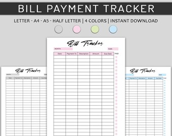 Printable Pdf Payment Planner - Etsy