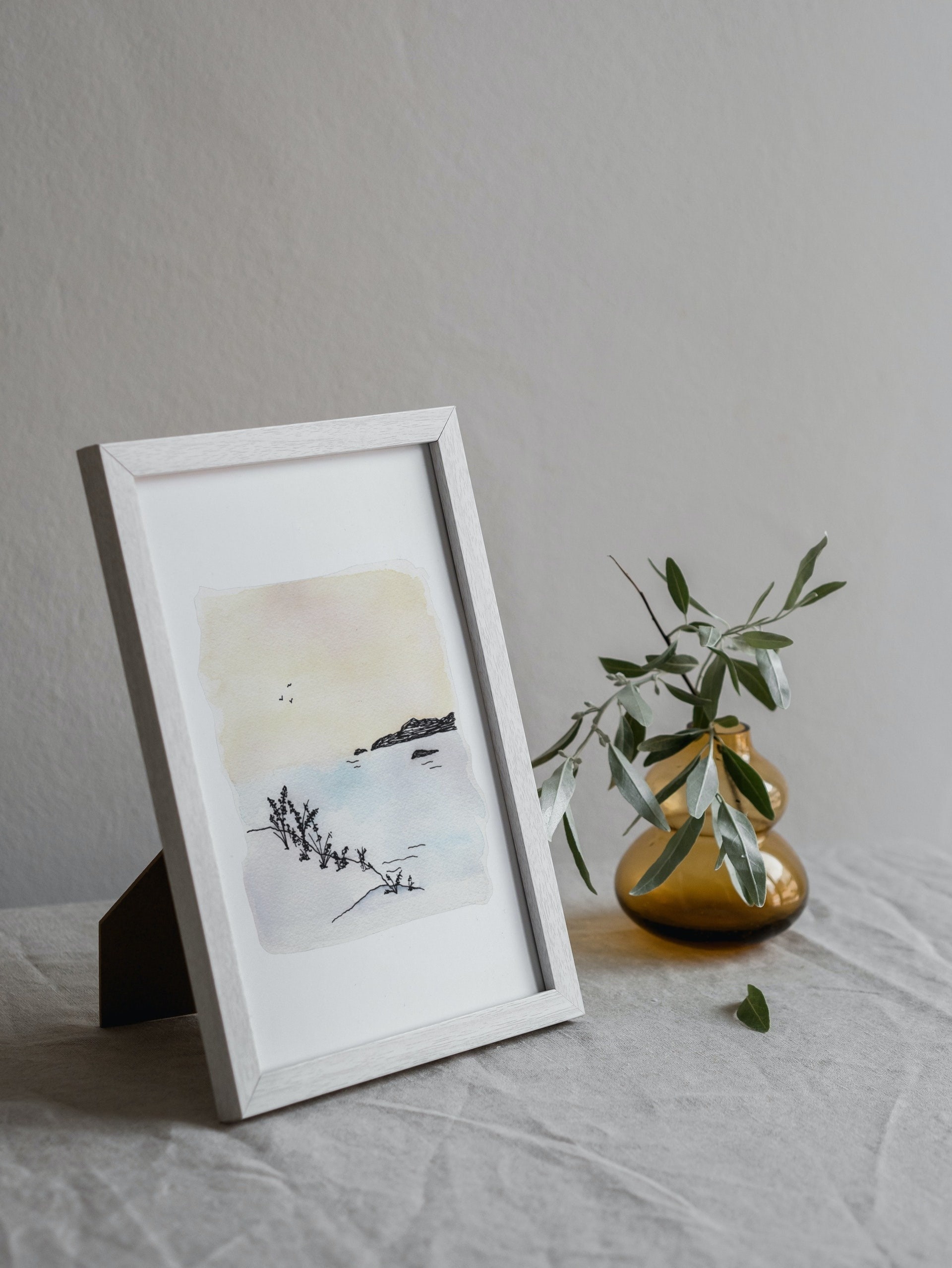 Lake Lines Watercolor & Ink Art Print by Taylor Martone Art Print, Wall ...