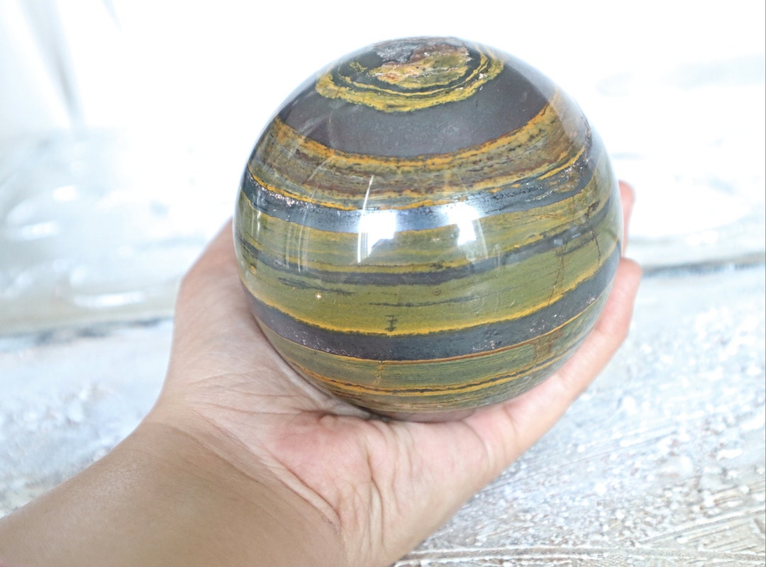 Iron Tiger Sphere, Ancestralite Hematite Tiger Eye Sphere Home Decor ...