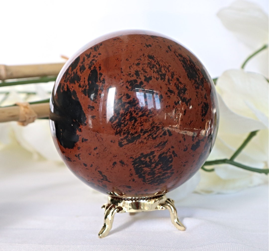 Mahogany Obsidian Sphere 2 Lbs 3.5 Inches, Volcanic Obsidian Sphere - Etsy