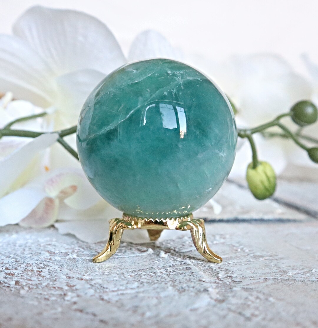 Green Fluorite Sphere: Polished Crystal for Abundance (60mm or 50mm) - Etsy